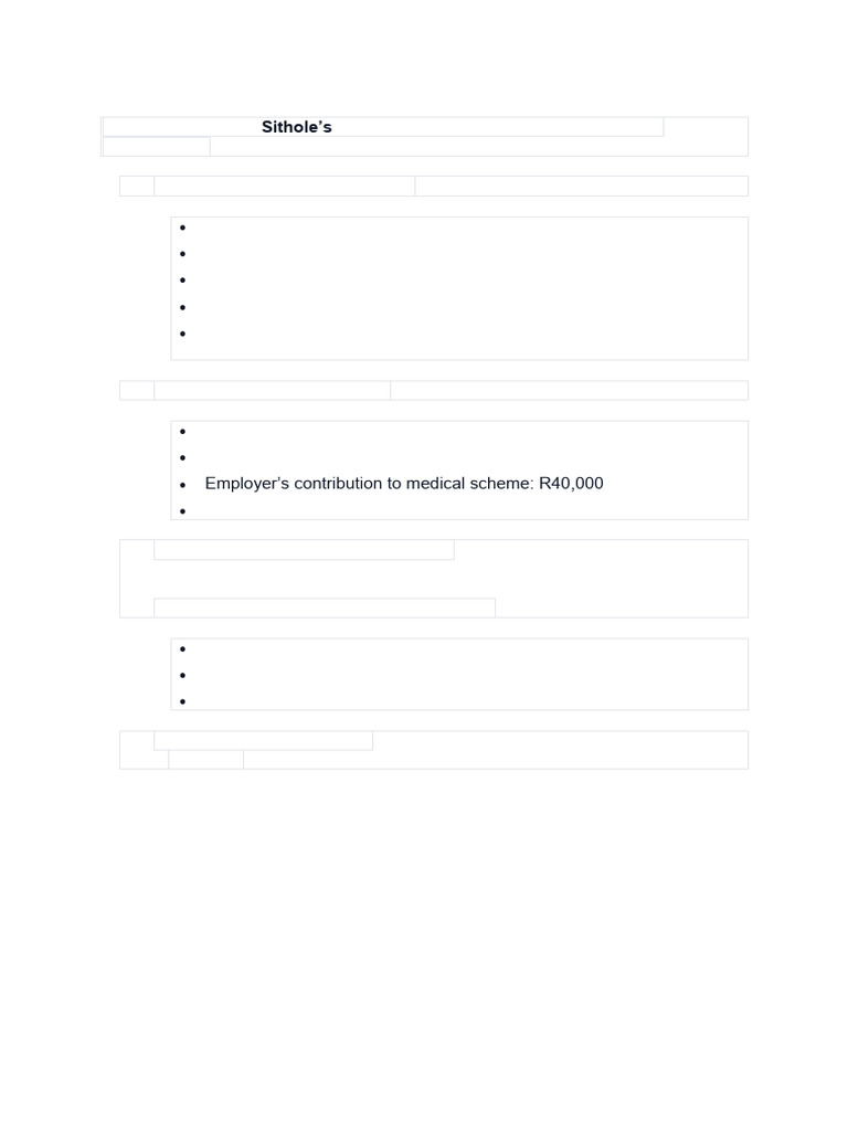 Calculation of Sam Sithole | PDF
