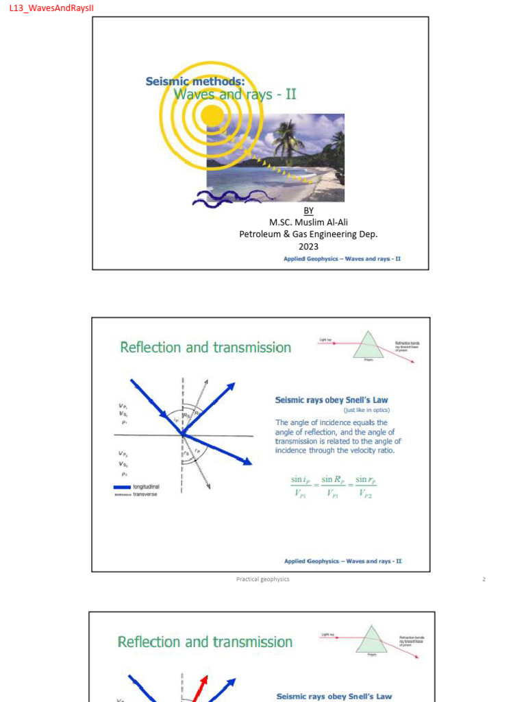 Lab (2) Seismic Methods (Part 2) | PDF | Refraction | Waves