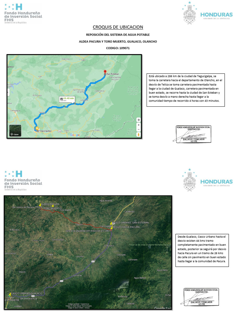 Reposición Agua Potable Pacura y Toro Muerto | PDF | Honduras | Zona ...