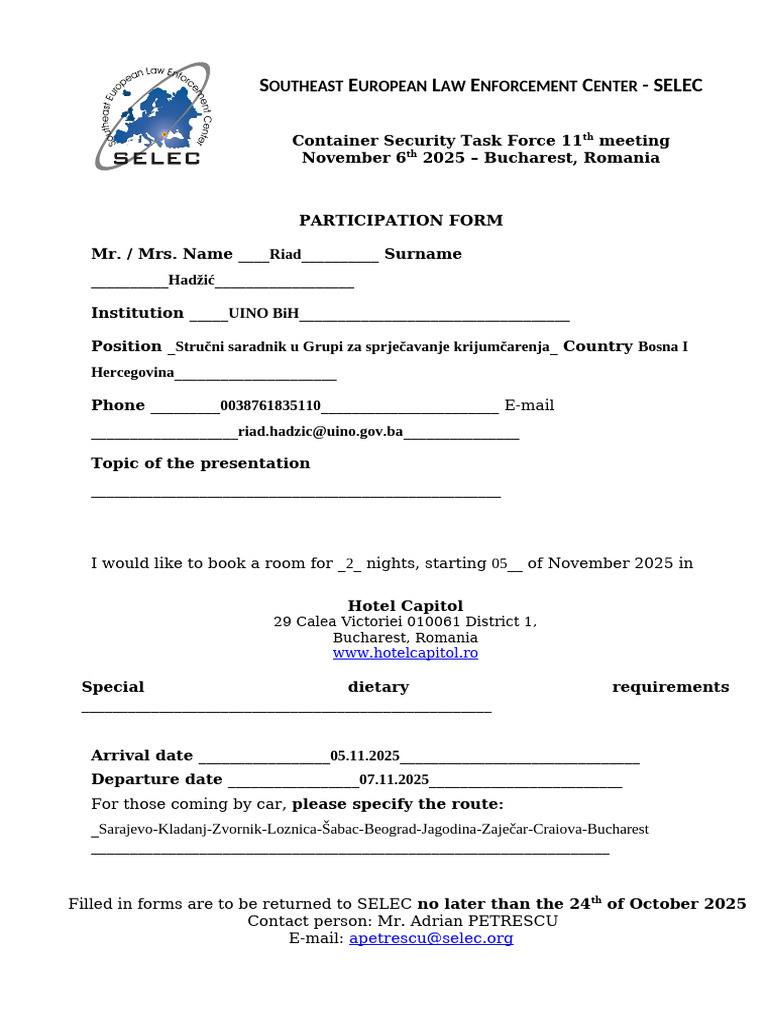 2025-10-7 MS_Participation Form_11 CSTF Meeting | PDF