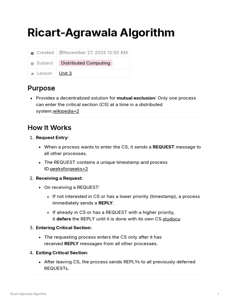 Ricart Agrawala Algorithm | PDF | Distributed Computing | Concurrent ...