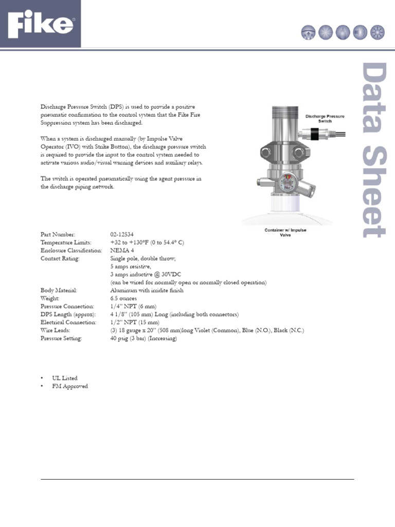 Discharge Pressure Switch Specifications | PDF | Switch | Mechanical ...