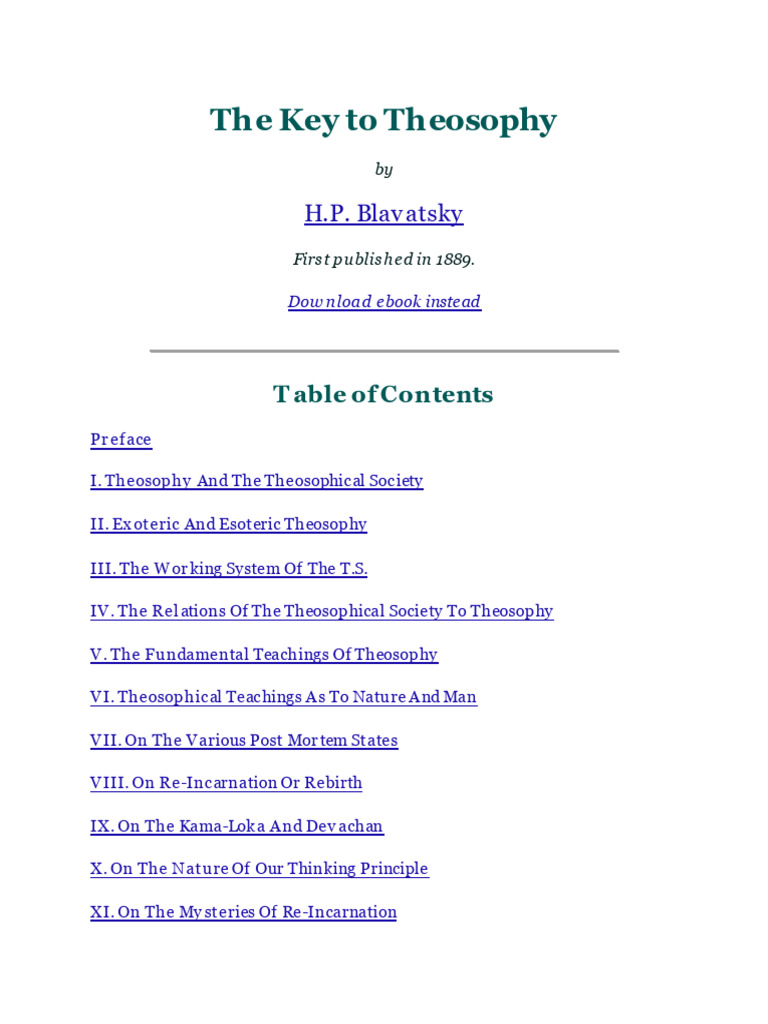 The Key To Theosophy 12 | PDF | Theosophy | Spirituality
