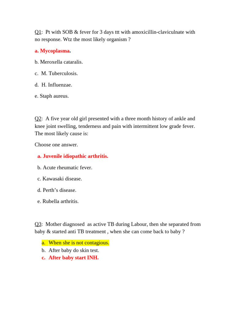 1. Paeds Mcq 2019 | PDF | Medical Specialties | Diseases And Disorders