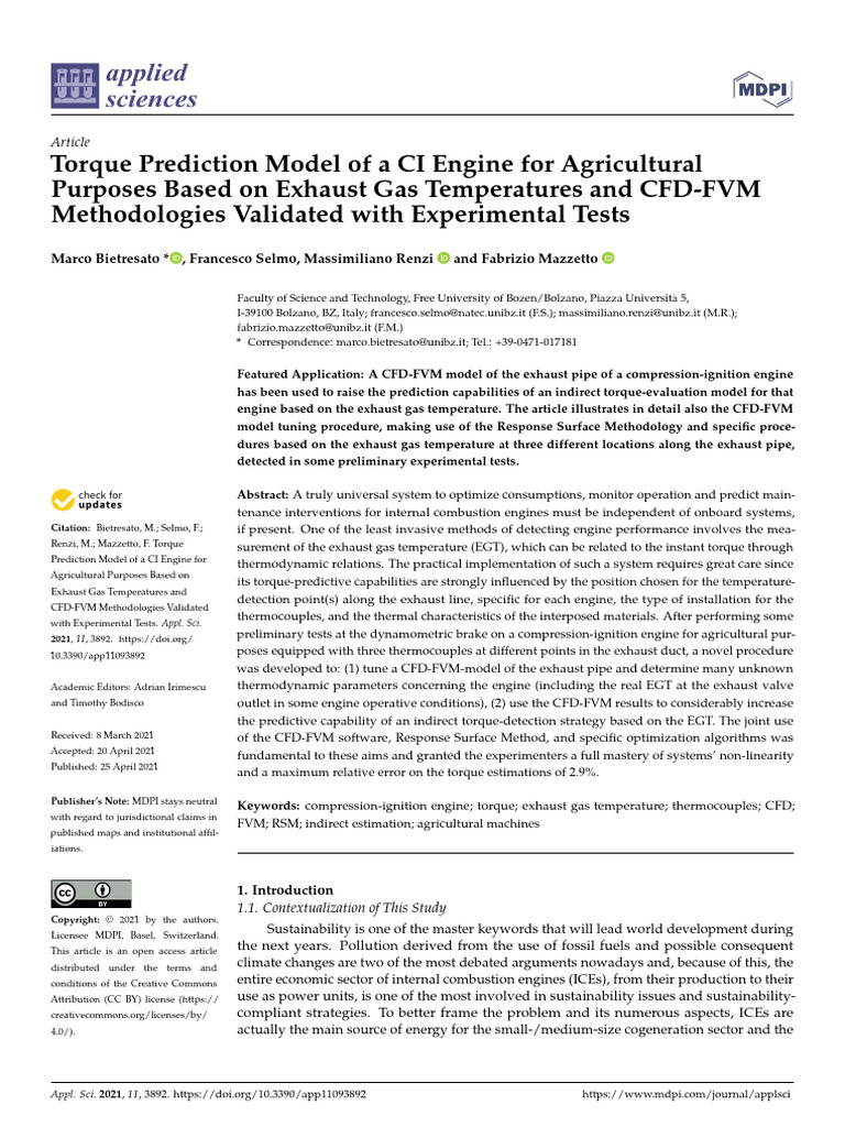 Torque Prediction Model for CI Engines | PDF | Engines | Diesel Engine