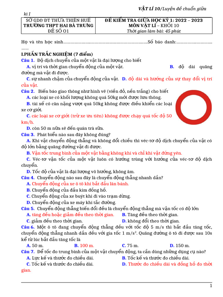 0. Tuyển Chọn Các Đề Kiểm Tra Gk1 | PDF