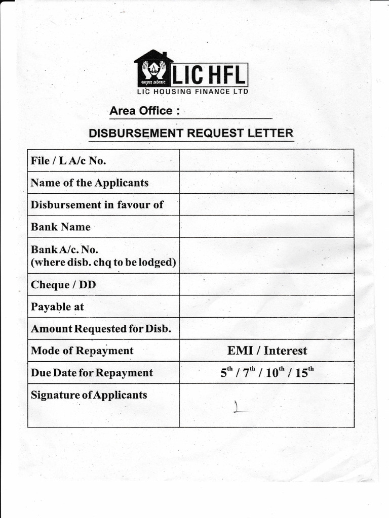 Disbursement Request Letter Template | PDF