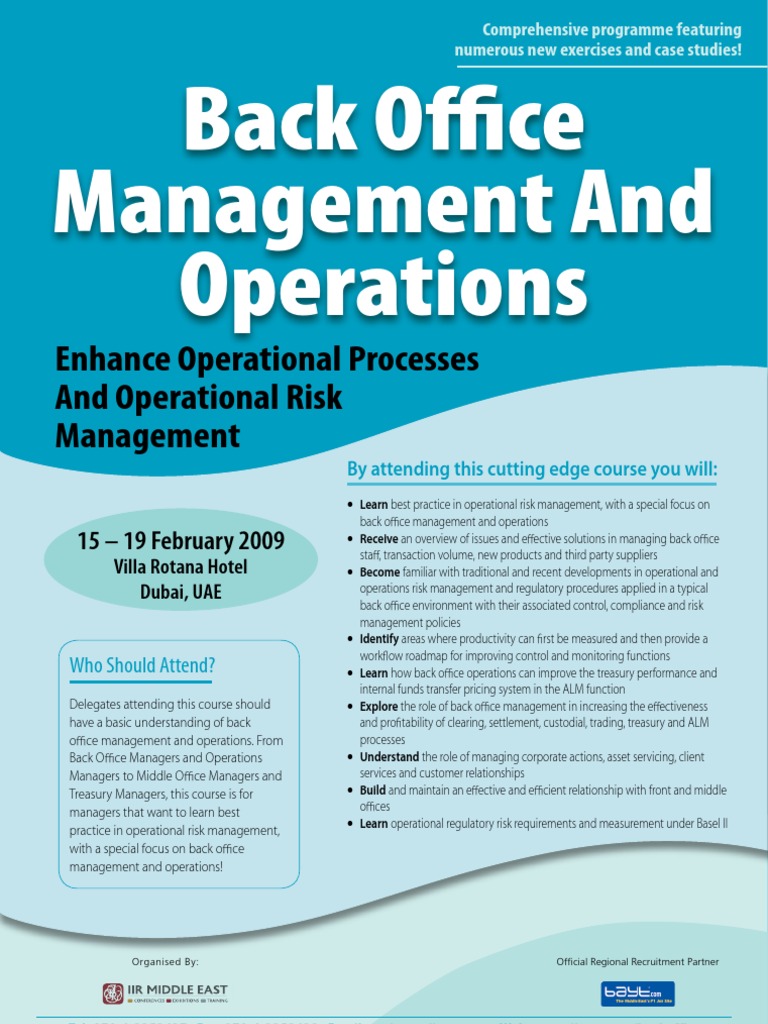 Back Office Management | PDF | Operational Risk | Value At Risk