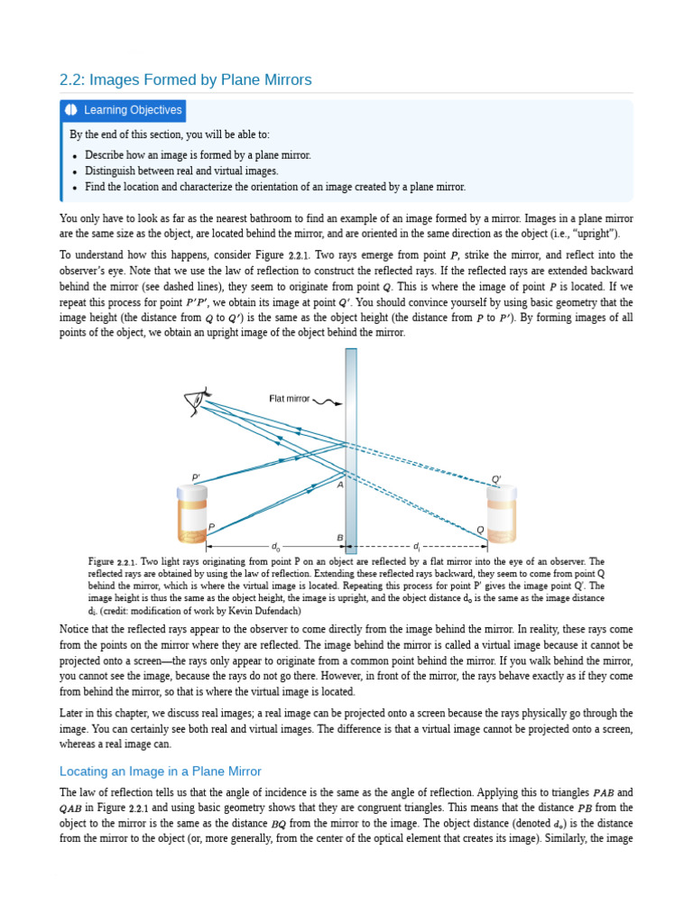 Images Formed by Plane Mirrors-1 | PDF | Mirror | Line (Geometry)