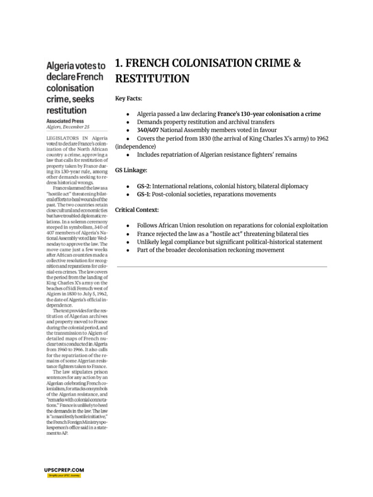 Current Affairs - The Indian Express - 26 December, 2025 | PDF | Inflation