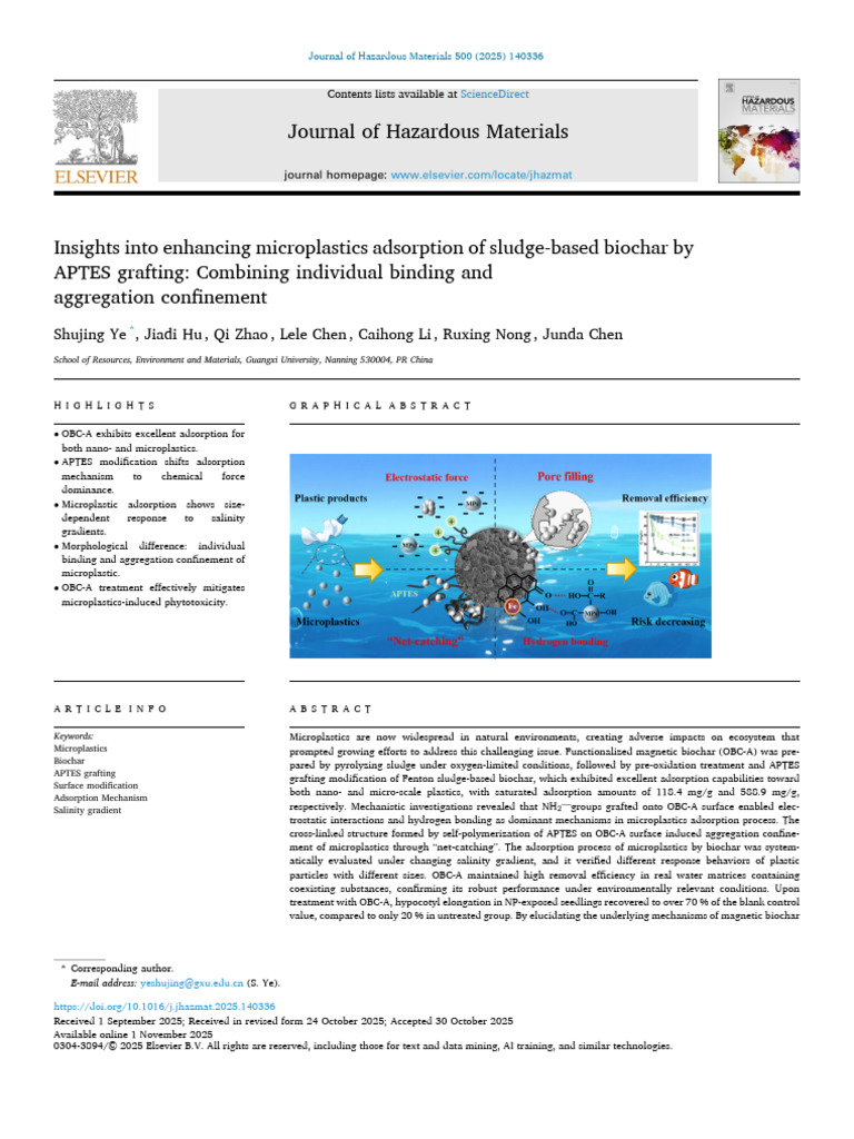 Insights Into Enhancing Microplastics Adsorption of Sludge-Based ...
