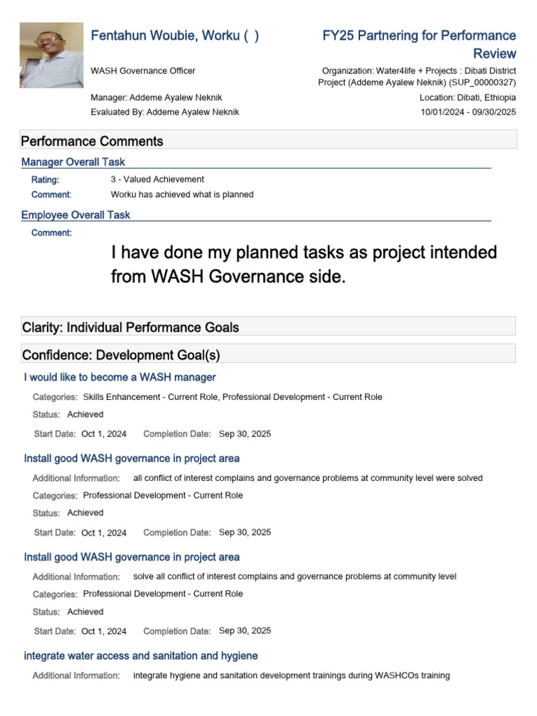Employee Review Printout - Fentahun Woubie, Worku (፣) FY25 Partnering ...