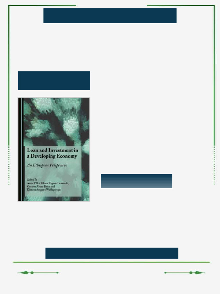 Loan and Investment in a Developing Economy An Ethiopian Perspective ...