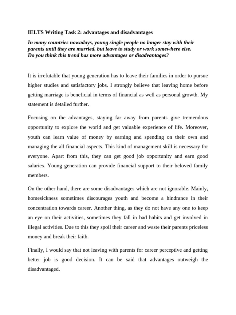 IELTS Writing Task 2 Advantages Disadvantages | PDF