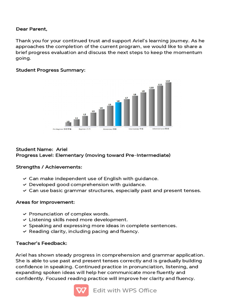 Progress Report for Ariel | PDF
