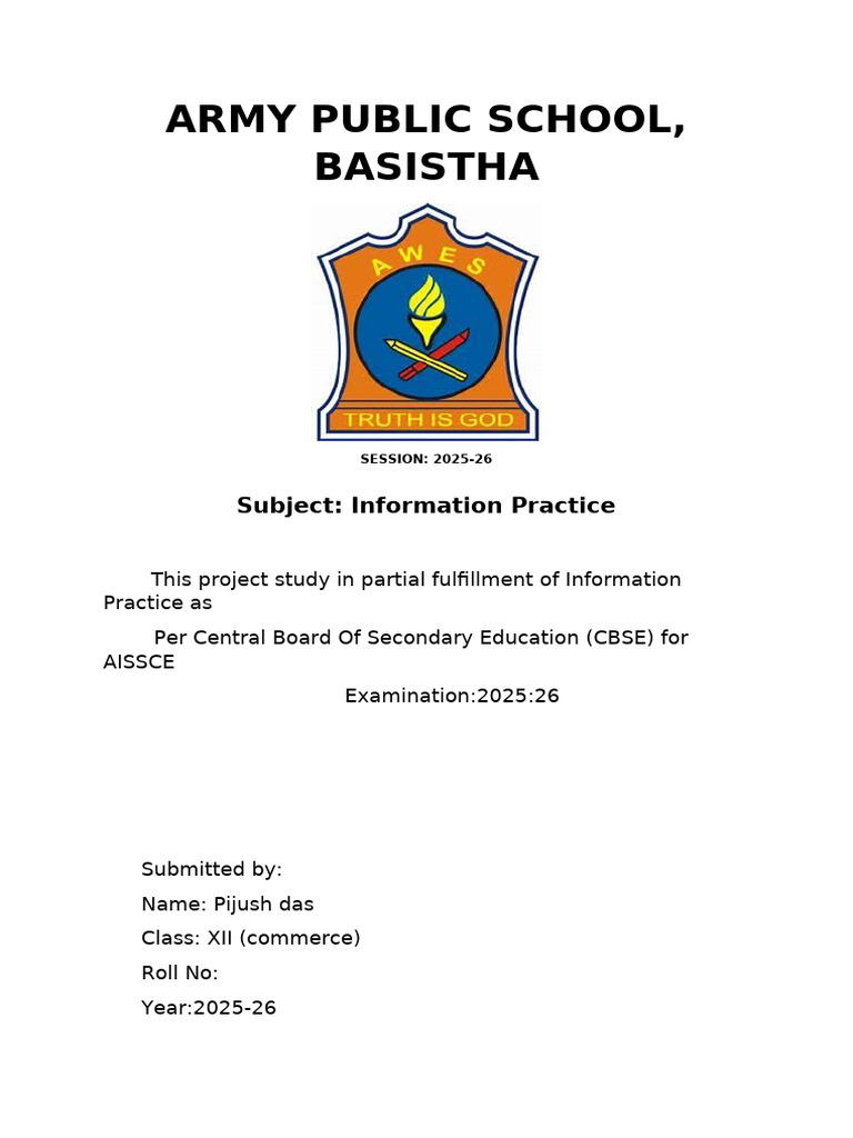 Information Practice Project 2025-26 | PDF
