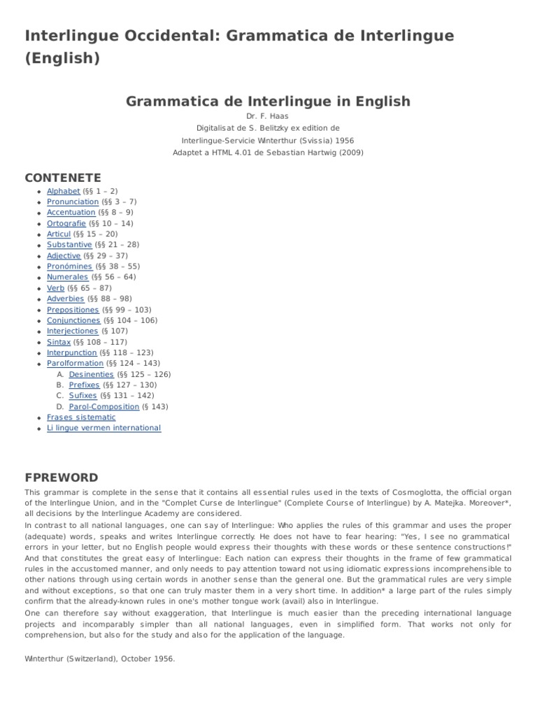 Grammatica de Interlingue (English) | PDF | Linguistics | Grammar