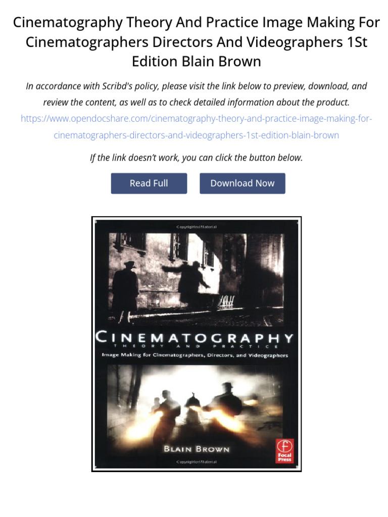 Cinematography Theory and Practice Image Making for Cinematographers ...
