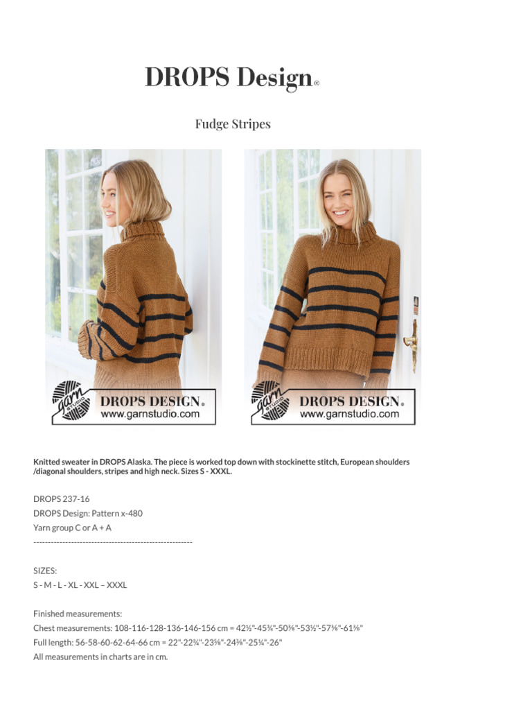 Fudge Stripes : DROPS 237-16 - Free Knitting Patt… | PDF | Knitting ...