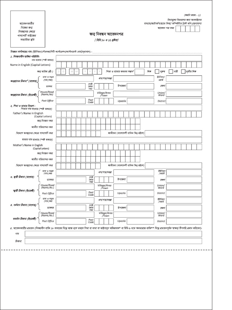 Birth Registration Form | PDF