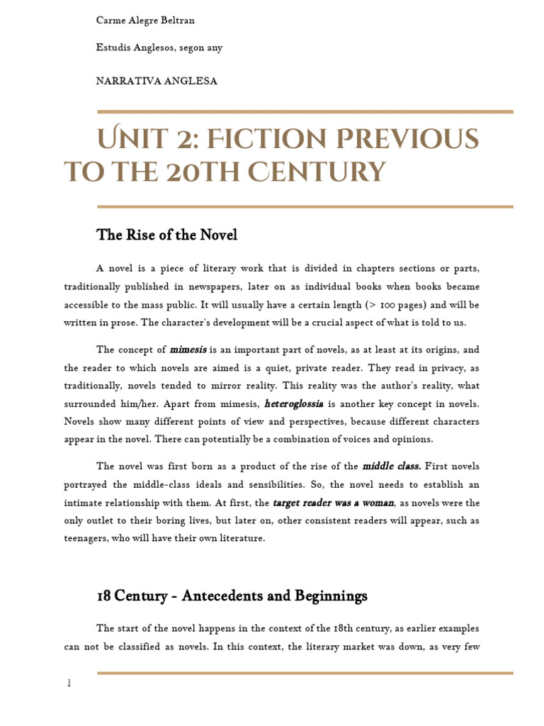 Narrativa - Notes | PDF | Ulysses (Novel) | Gothic Fiction