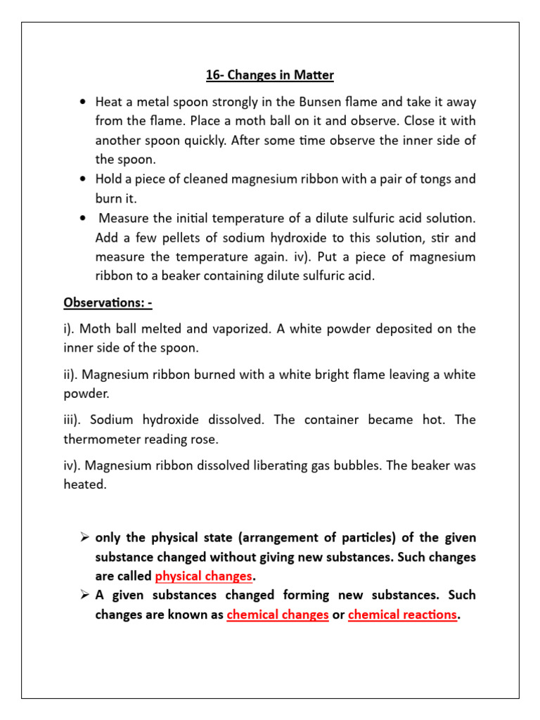 16.chemical reactions part 1 (2) | PDF | Chemical Reactions | Chemical ...
