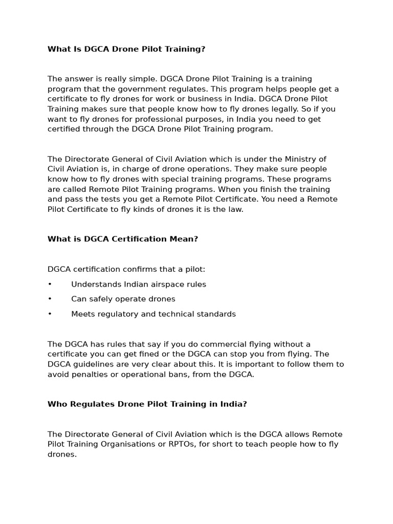 DGCA Drone Pilot Training Overview | PDF | Unmanned Aerial Vehicle ...
