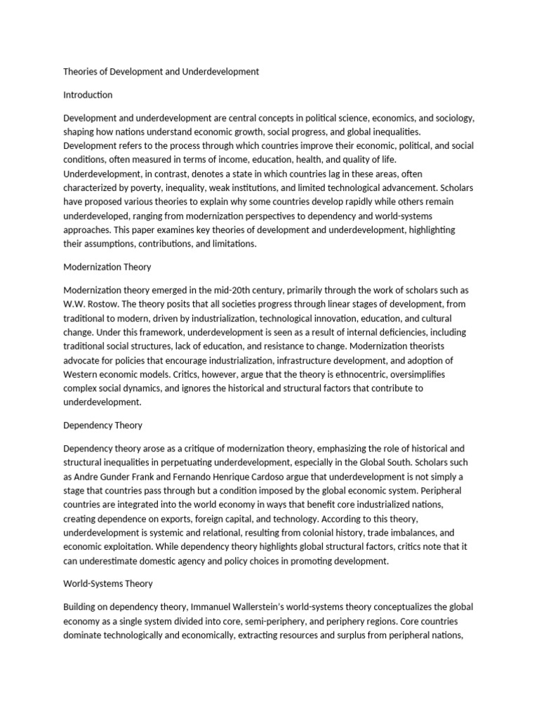 Key Theories of Development Explained | PDF | Modernization Theory ...