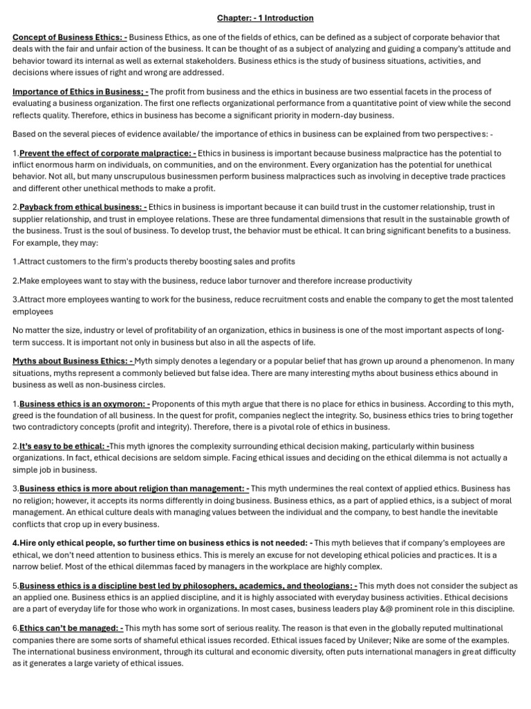 Business Ethics Notes | PDF | Corporate Social Responsibility | Gift