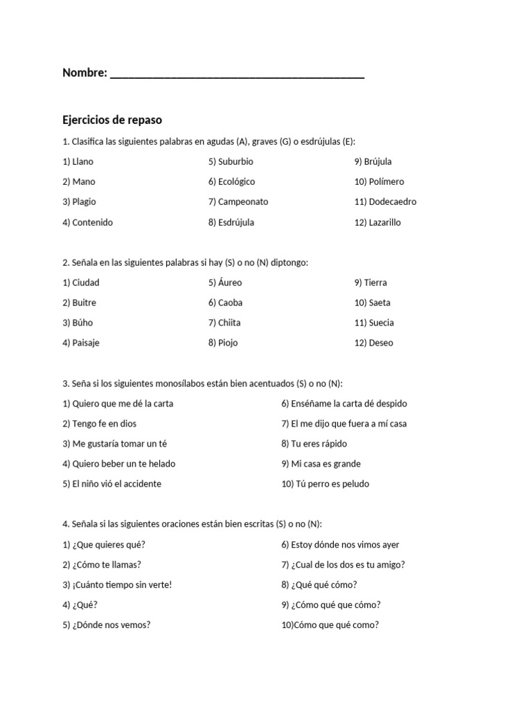 Ejercicio repaso | PDF