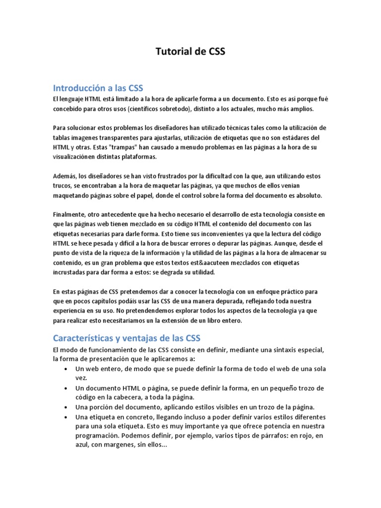 Tutorial de CSS | PDF | HTML | Hojas de estilo en cascada