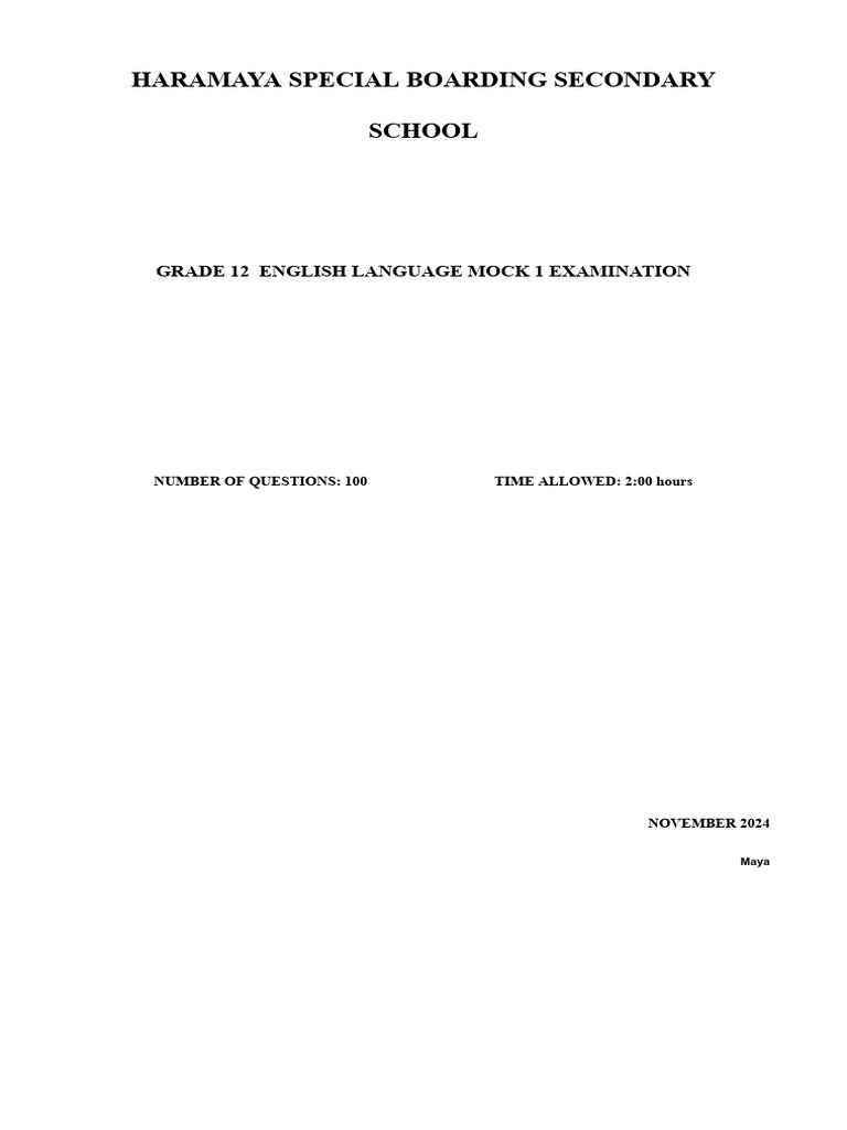 English Mock Exam | PDF