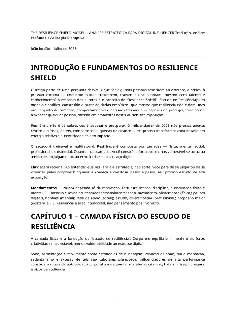 The Resilience Shield Model - Análise João Jordão | PDF ...