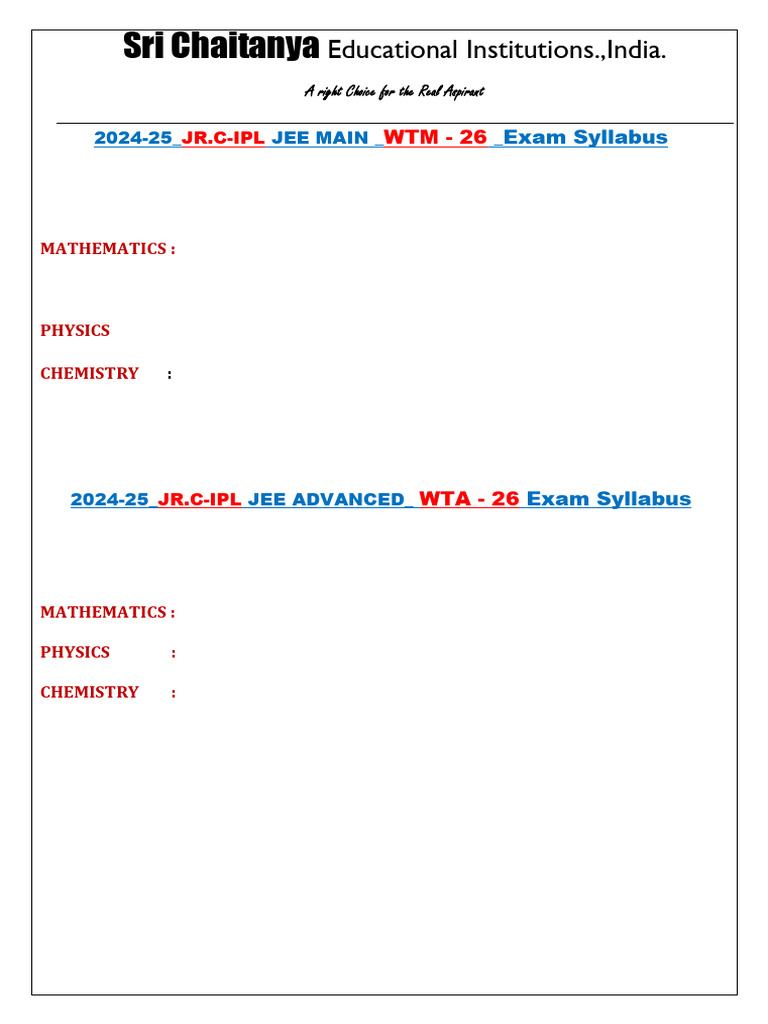 2024-25_jr C-ipl_jee Main Wtm-26 & Advance Wta-26_exam Syllabus (04 ...