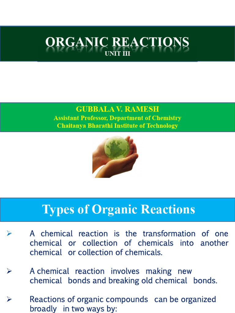Types of Organic Reactions Explained | PDF | Chemical Reactions | Alkene