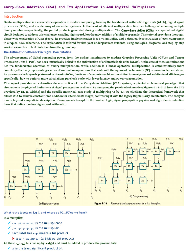 Carry-Save Addition in 4x4 Multipliers | PDF | Computer Architecture ...