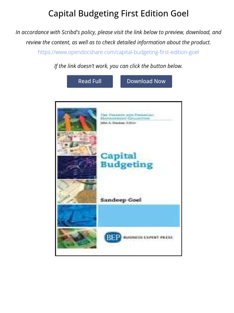 Capital budgeting First Edition Goel pdf available | PDF | Capital ...