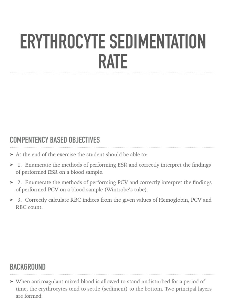 Esr | PDF | Anemia | Hematology