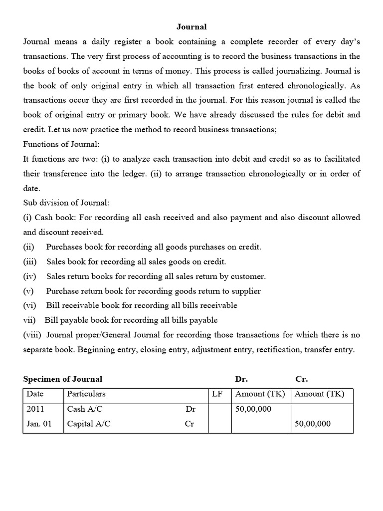 01. Journal, Ledger, Trial Balance | PDF | Debits And Credits ...