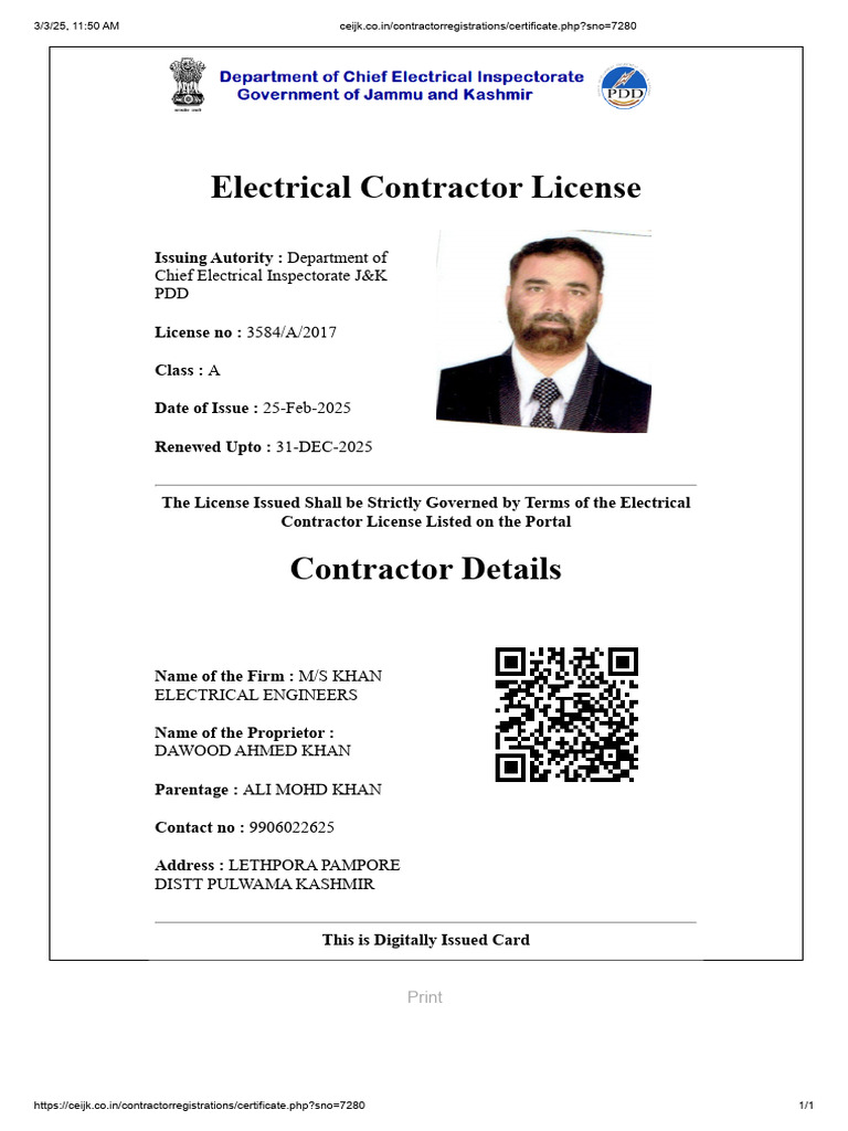 Ceijk - Co.in Contractorregistrations Certificate - PHP Sno 7280 | PDF