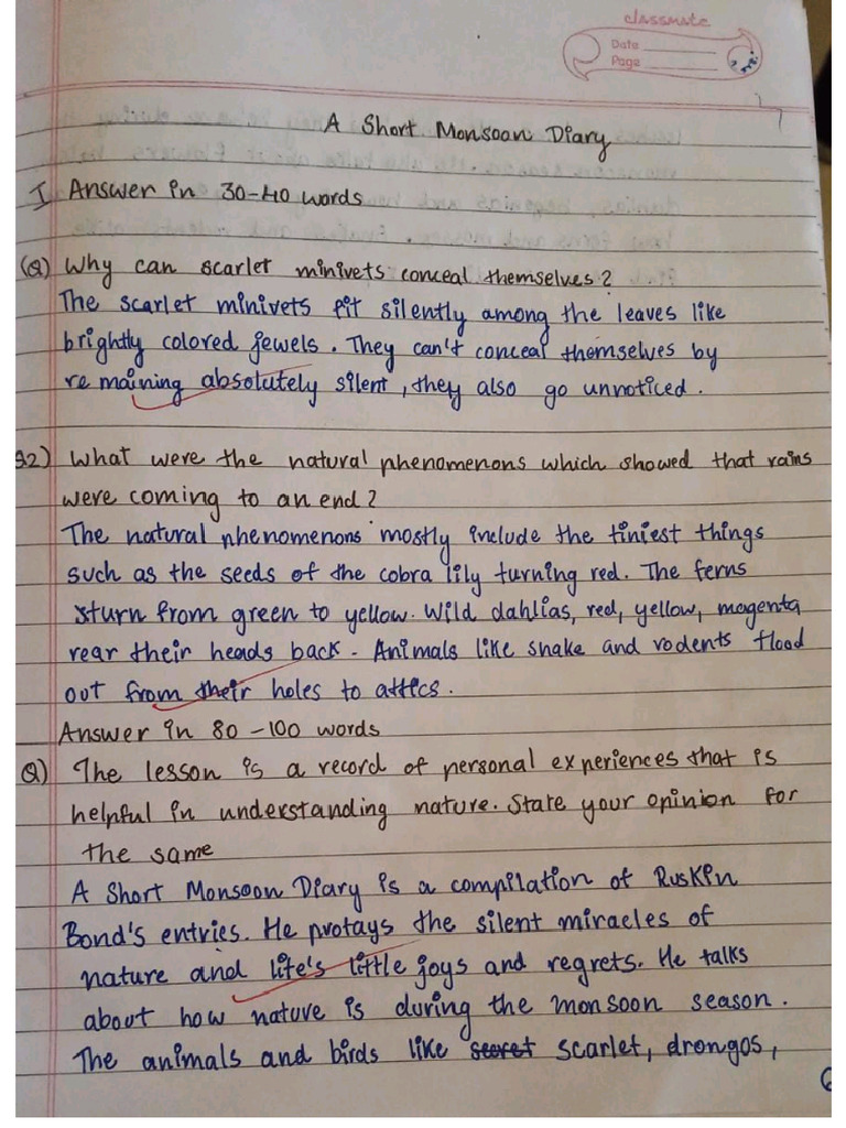 A Short Monsoon Diary Notes | PDF