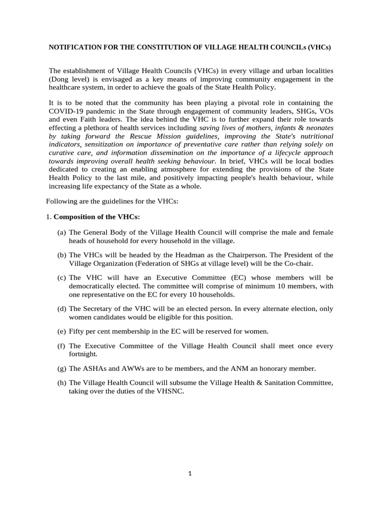 Notification for Contitution of VHC_4.02.2022 | PDF | Infant Mortality ...