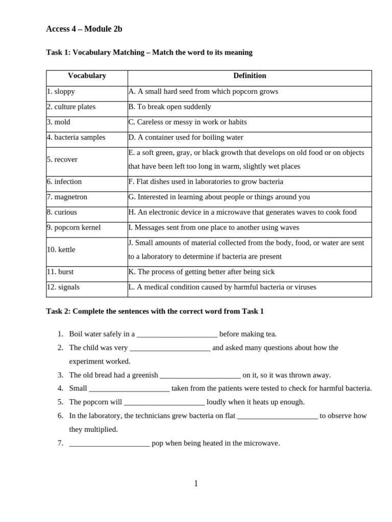 Access 4 – Module 2b | PDF | Bacteria | Microwave