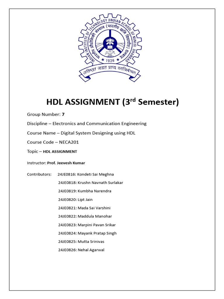 Verilog HDL Digital Design Assignment | PDF | Cmos | Field Effect ...
