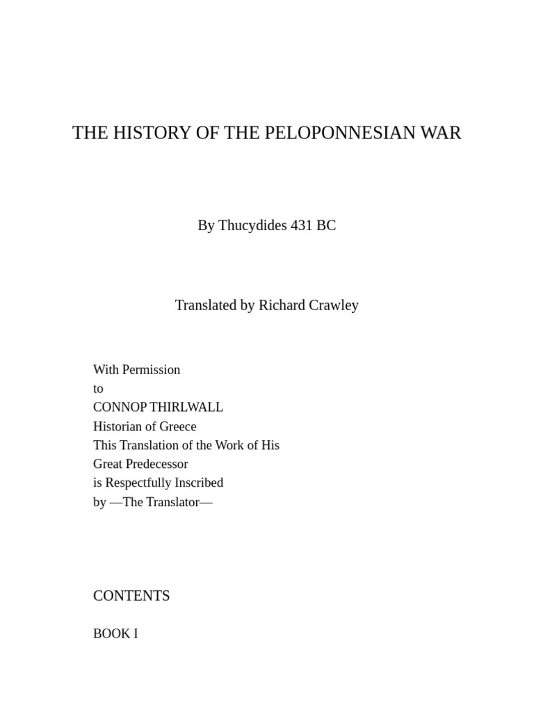 The History of the Peloponnesian War -- Thucydides ...