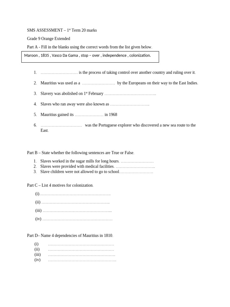 Sms Assessment Grade 9 o Ext | PDF