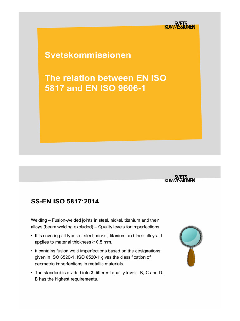 Relation of ISO-5817 and ISO-9606-1 | PDF
