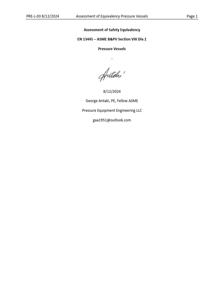 Report - En 13445, ASME VIII Div.1 Comparison | PDF | Strength Of ...
