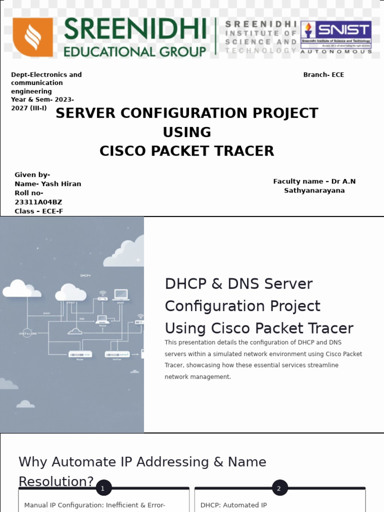 DHCP & DNS Server Configuration Project Using Cisco Packet Tracer.pptx ...