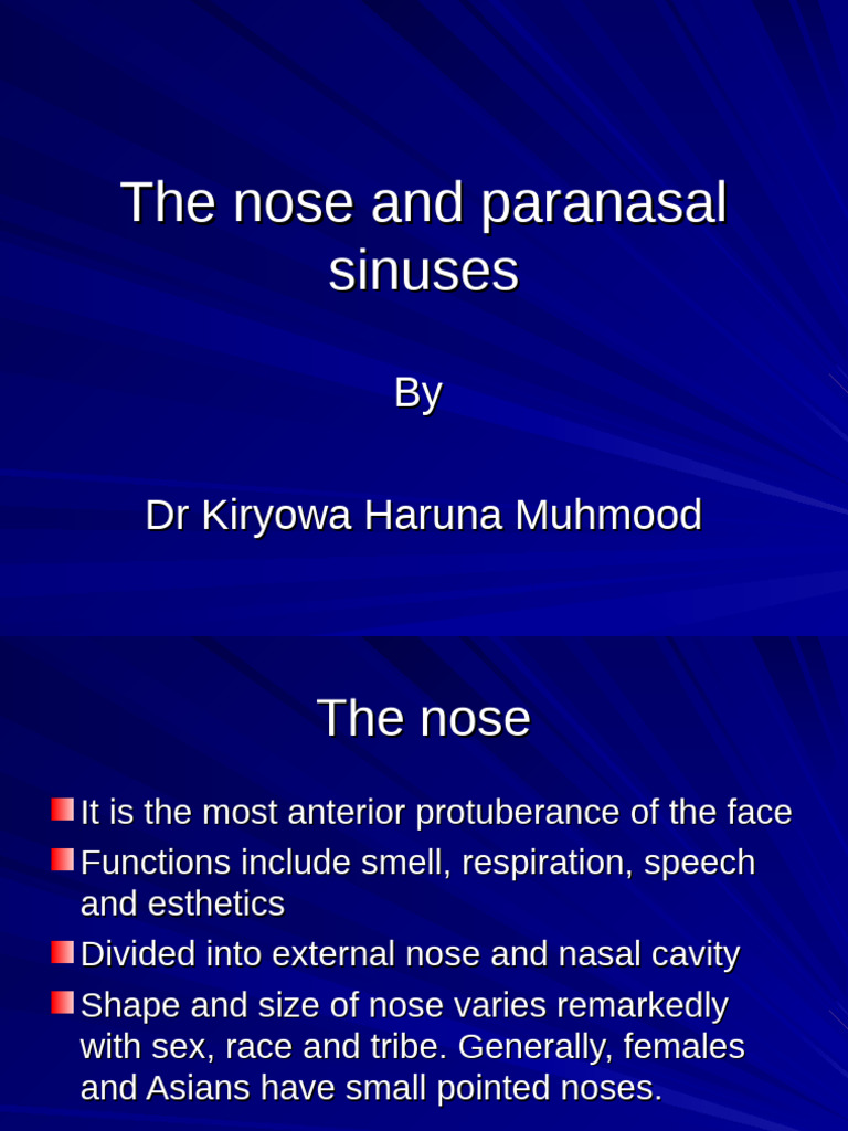 Lecture 11 The nose and paranasal sinuses (1) | PDF | Human Nose ...